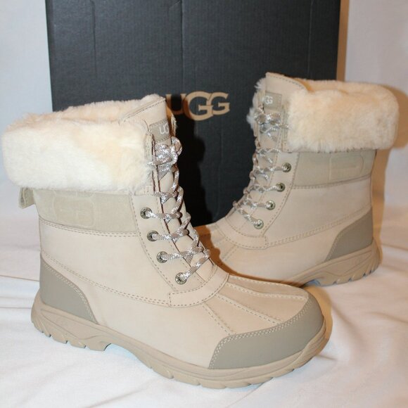 UGG | Shoes | Nib Ugg Mens Butte Logo Leather Shearling Lined Winter ...